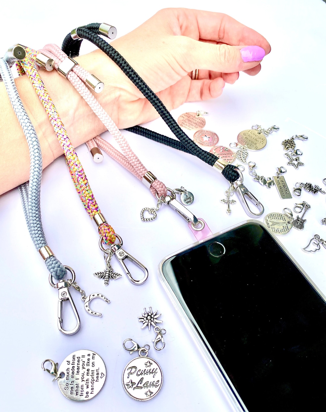 Universal Wrist Phone Holder With Charm - Wrist Strap for All Phone ...