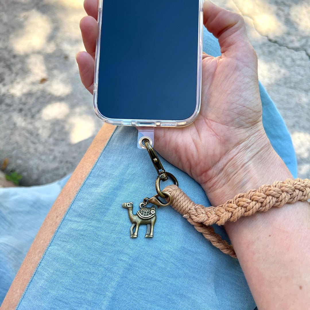 Camel Phone Macrame Wristlet With Charm - Etsy