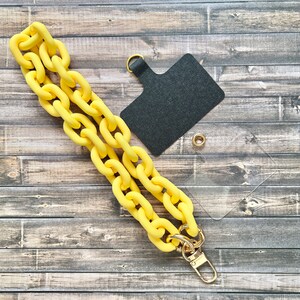 Yellow Wrist Phone Strap Link Chain With Gold or Silver Accessories ...