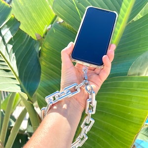 Silver Phone Chain - Wristlet or Crossbody Phone Necklace Link Chain - Etsy