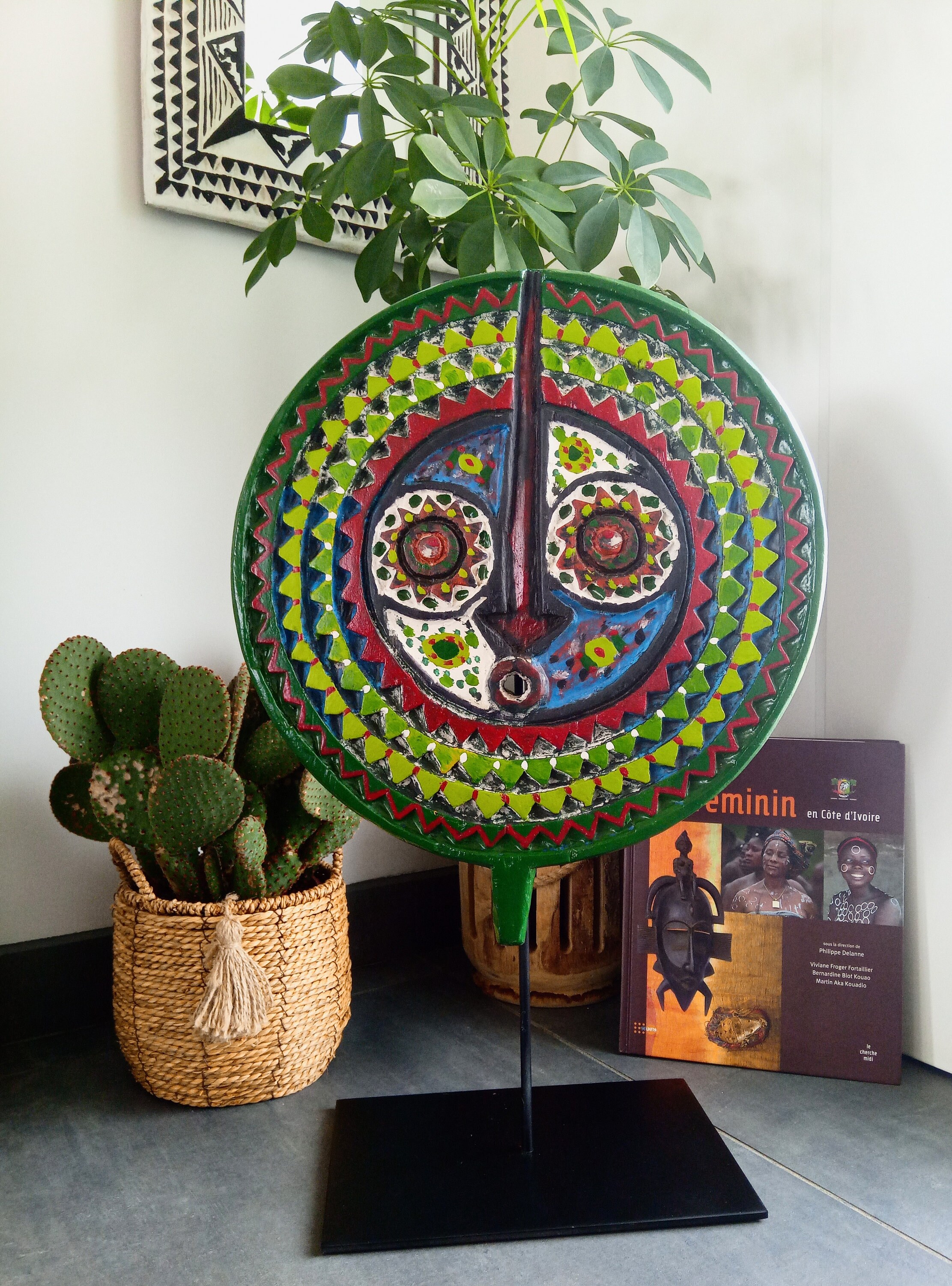 African Art Sun Mask Vintage African Mask Tribal Ethnic Deco West ...