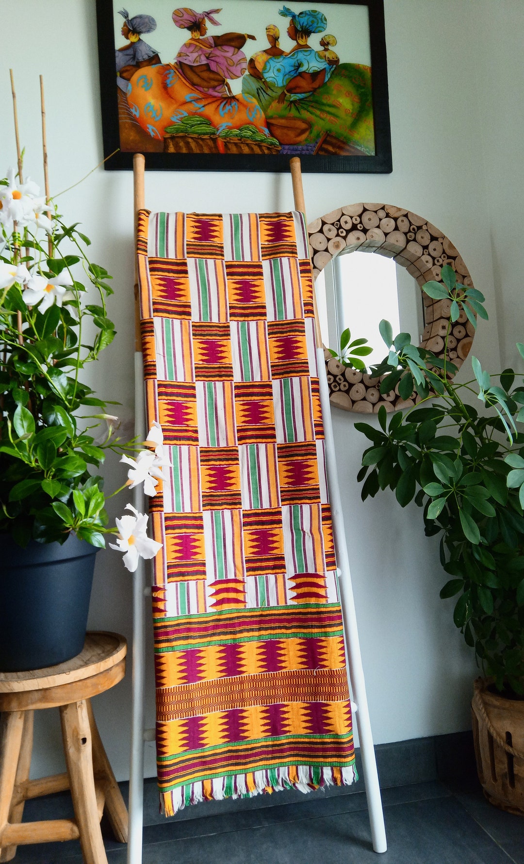 Kenté, textile traditionnel du Ghana. Textile ancien et usuel, vintage ...