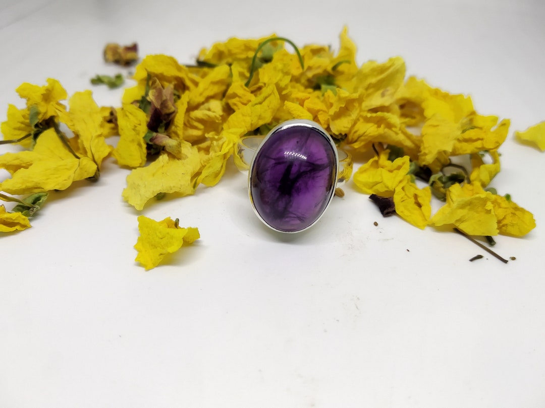 Simple Amethyst Ring, Beautiful Ring, Simple Band Ring, Handmade Ring ...