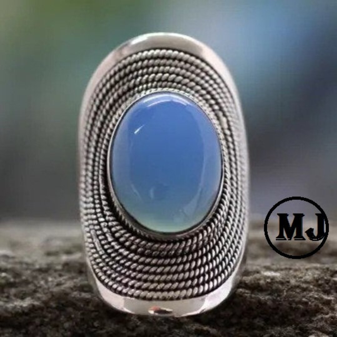Artisan Chalcedony Ring 925 Sterling Silver Ring Round - Etsy