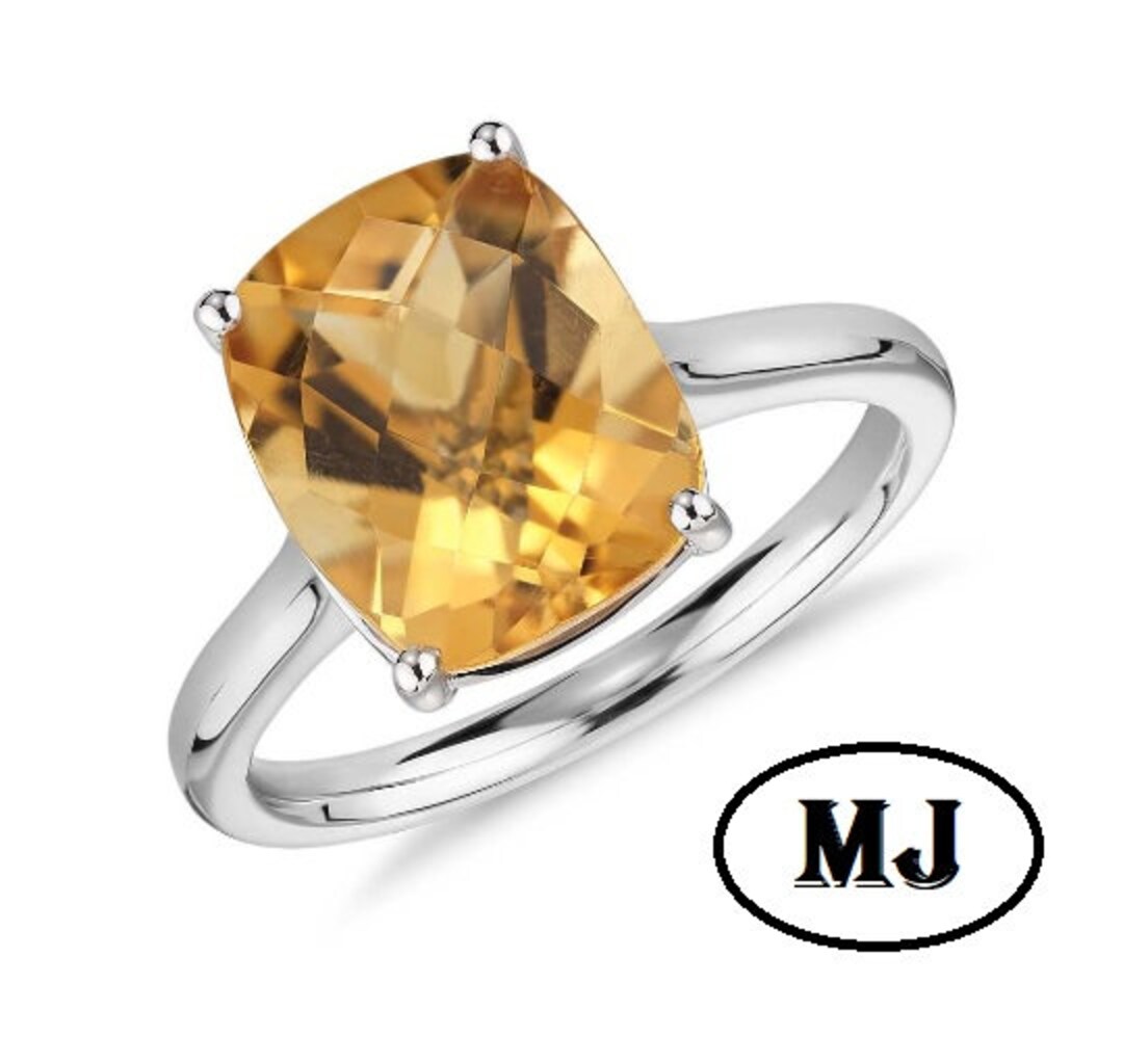 Classical Citrine Ring, 925 Sterling Silver Ring, Square Citrine Ring ...