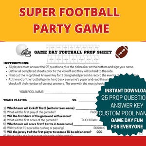 Super Football Party Game, Football Prop Bets With Clever Corny Team ...