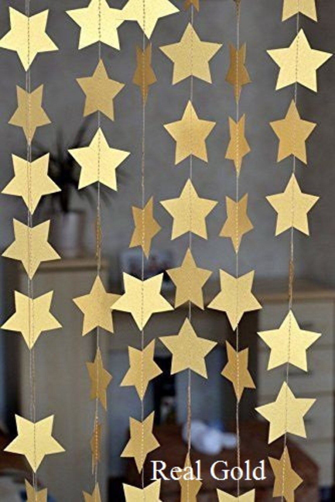 Custom Gold Star Paper Garland Decor, Handmade Party Decorations ...