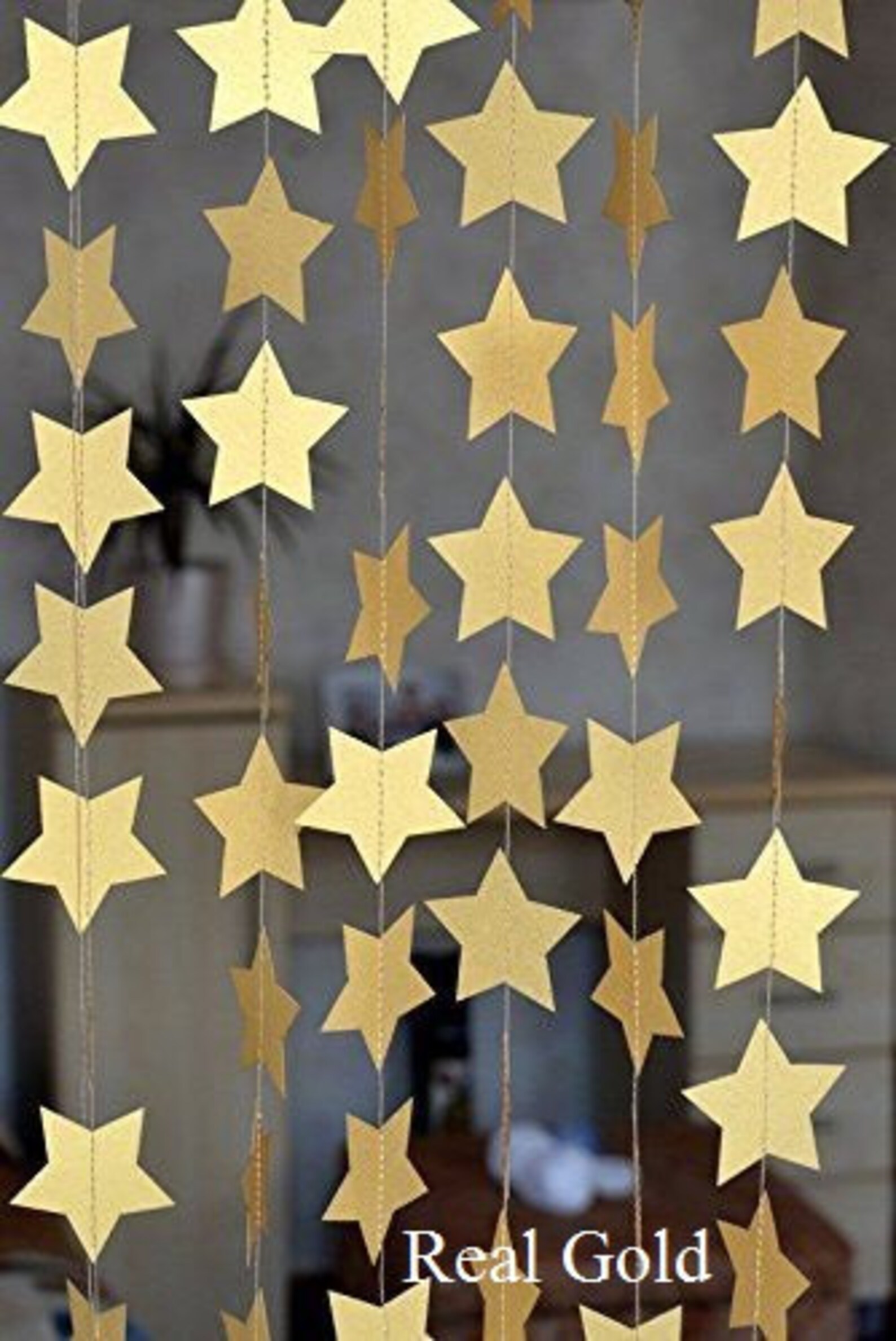 Custom Gold Star Paper Garland Decor, Handmade Party Decorations ...