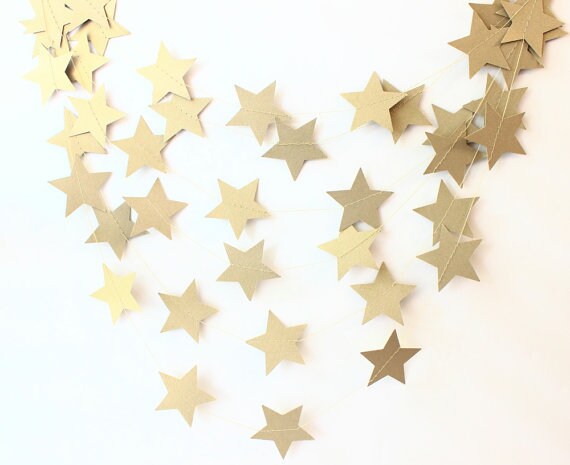 Custom Gold Star Paper Garland Decor, Handmade Party Decorations ...