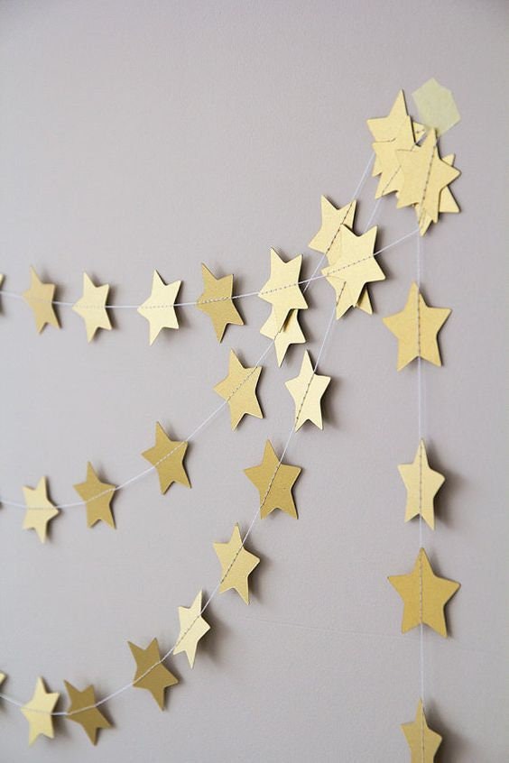 Custom Gold Star Paper Garland Decor, Handmade Party Decorations ...