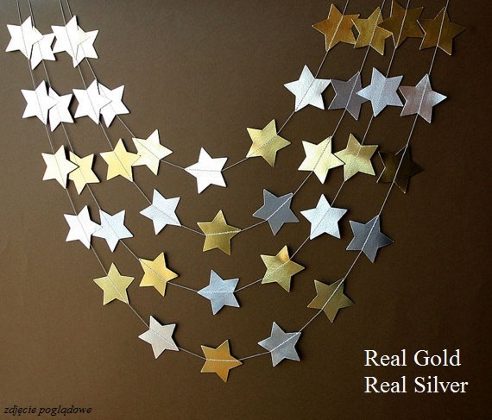 Custom Gold Star Paper Garland Decor, Handmade Party Decorations ...