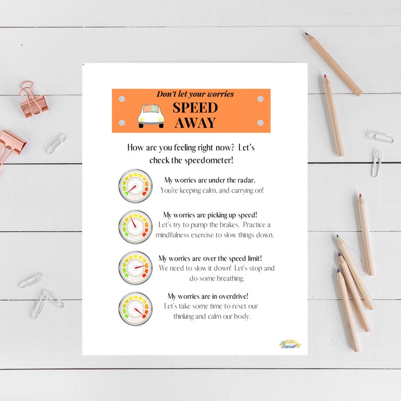 All About Worries Handout (speedometer); Digital Download; (emotion ...