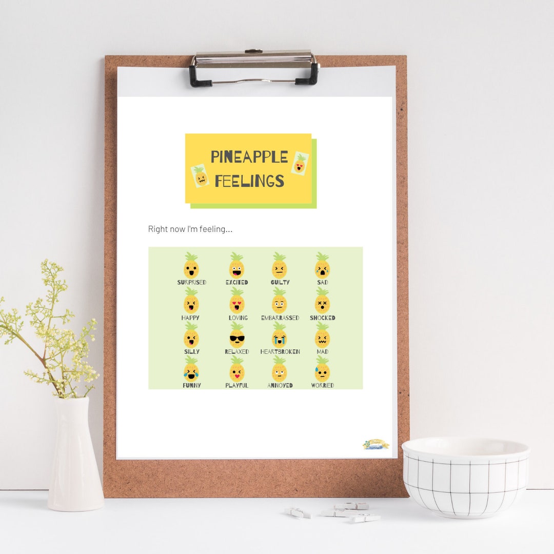 Pineapple Feelings Chart: Emotional IQ Therapy Tool (printable PDF) - Etsy