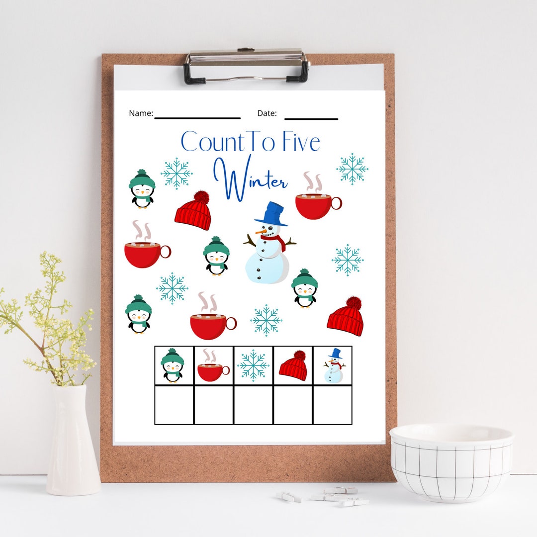 Counting Handout (1 to 5) (winter Theme), Home School, Montessori ...