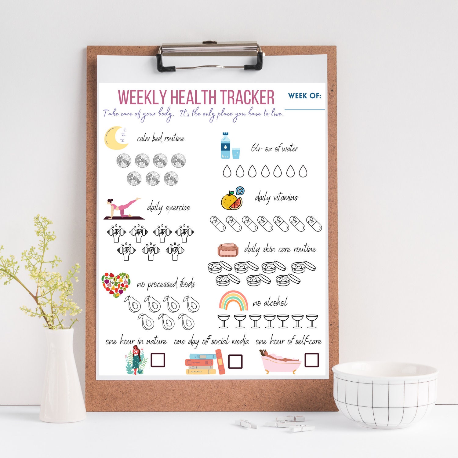 Wellness (health) Tracker (digital Download) - Etsy