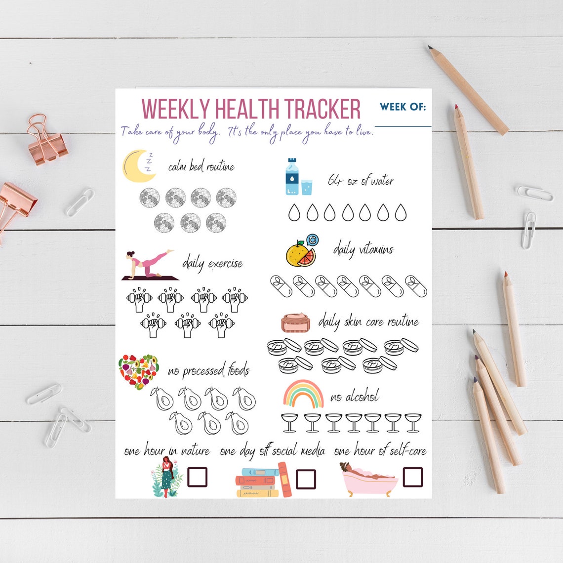 Wellness (health) Tracker (digital Download) - Etsy