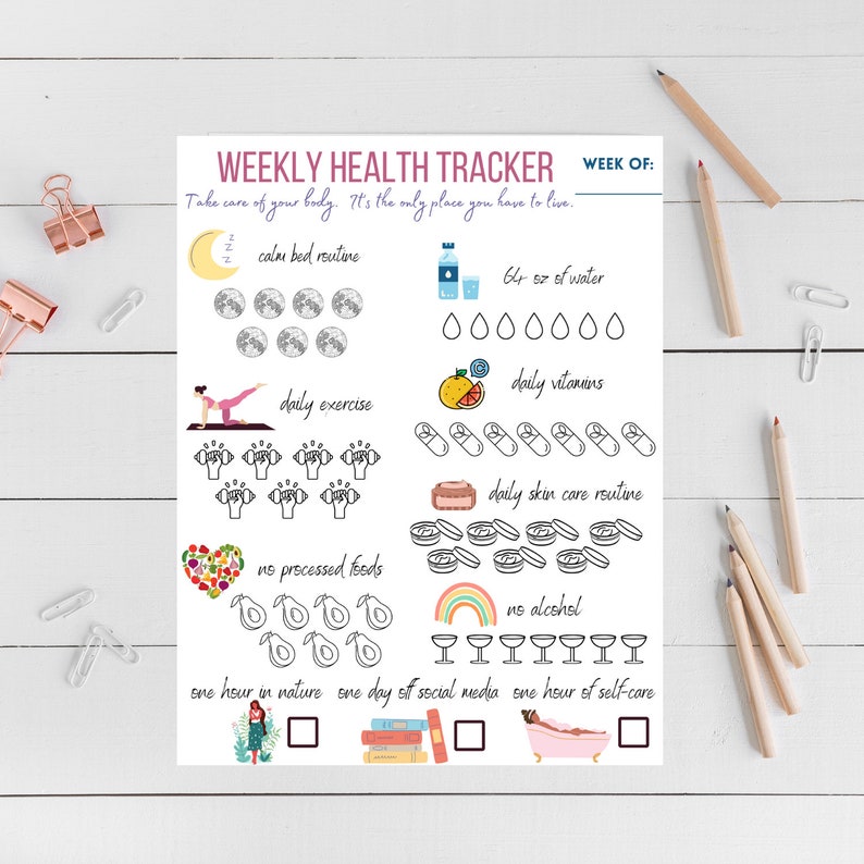 Wellness (health) Tracker (digital Download) - Etsy