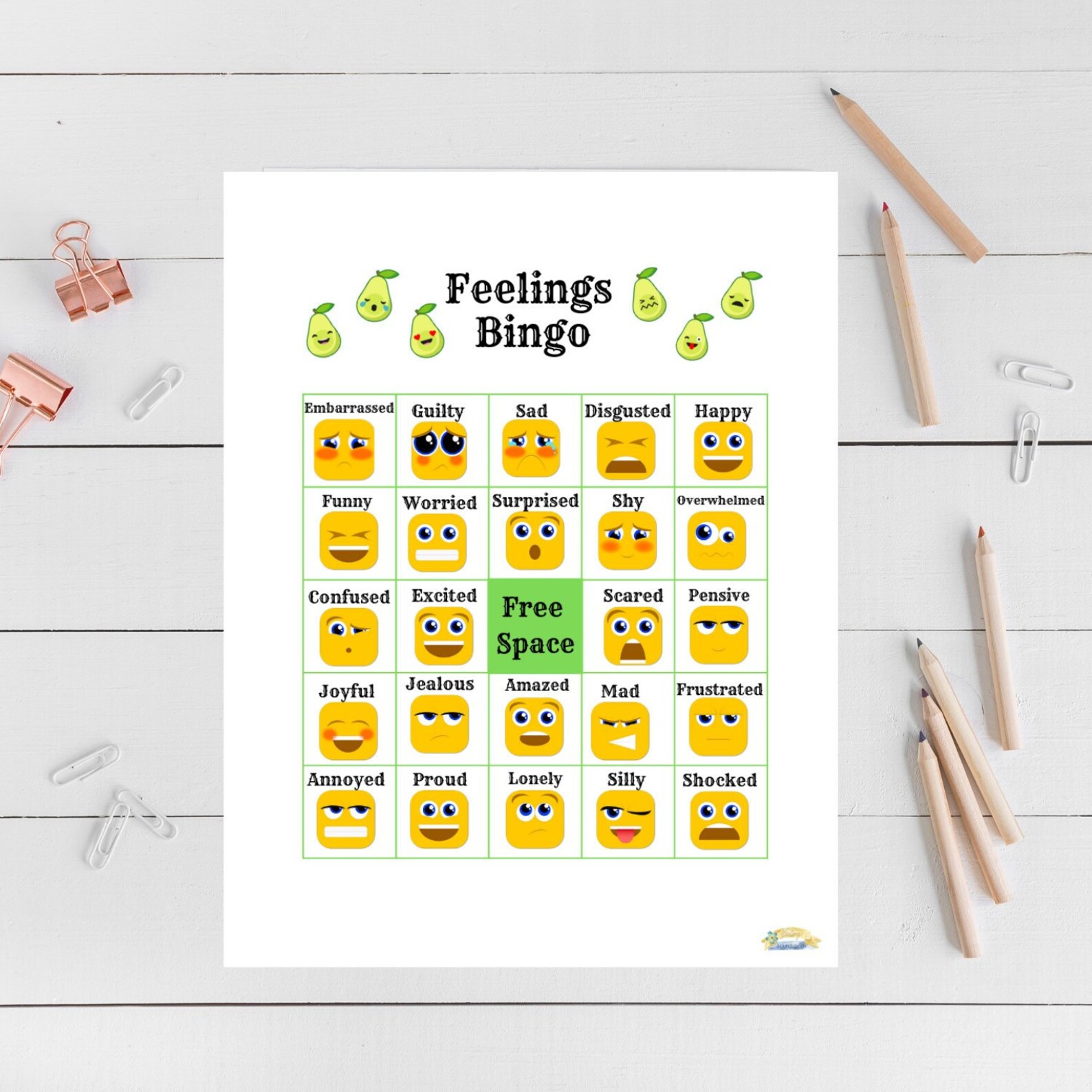 Feelings Bingo Game; Digital Download; (emotion Skills), Calming Corner ...