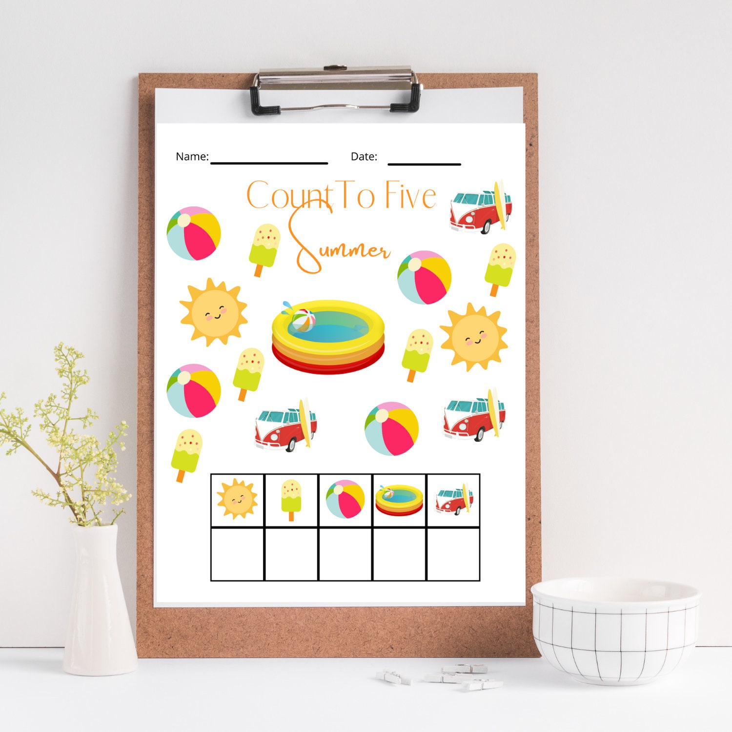 Counting Handout (1 to 5) (summer Theme), Home School, Montessori ...