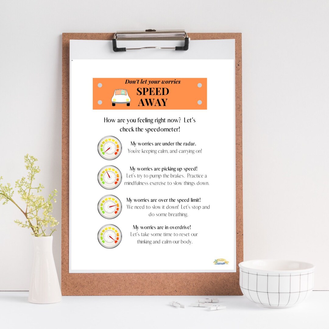 All About Worries Handout (speedometer); Digital Download; (emotion ...