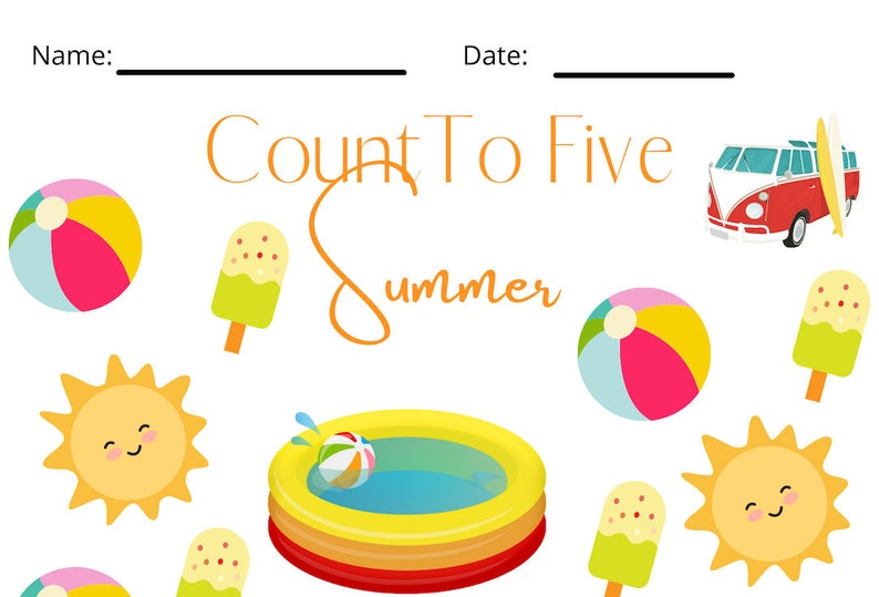 Counting Handout (1 to 5) (summer Theme), Home School, Montessori ...