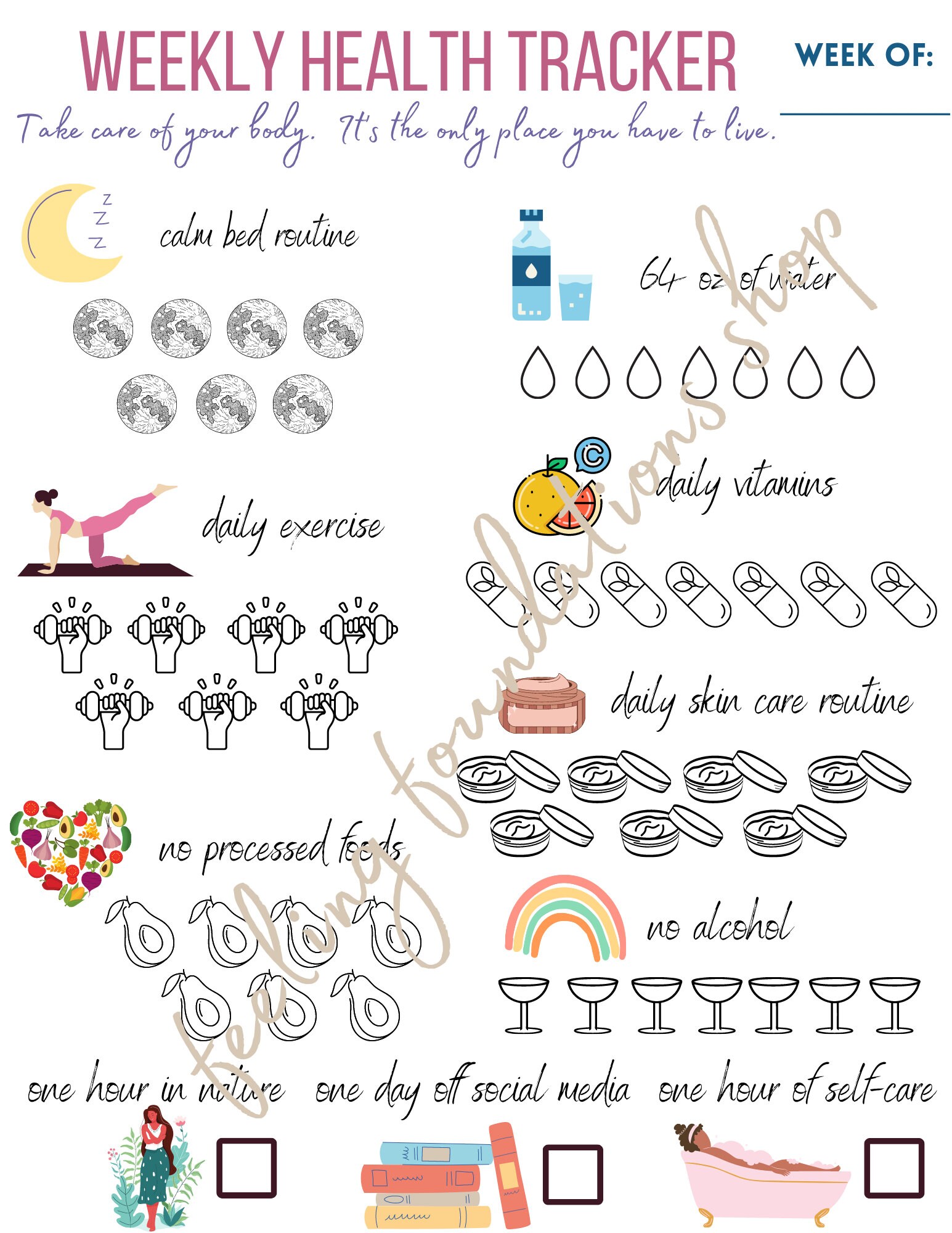 Wellness (health) Tracker (digital Download) - Etsy