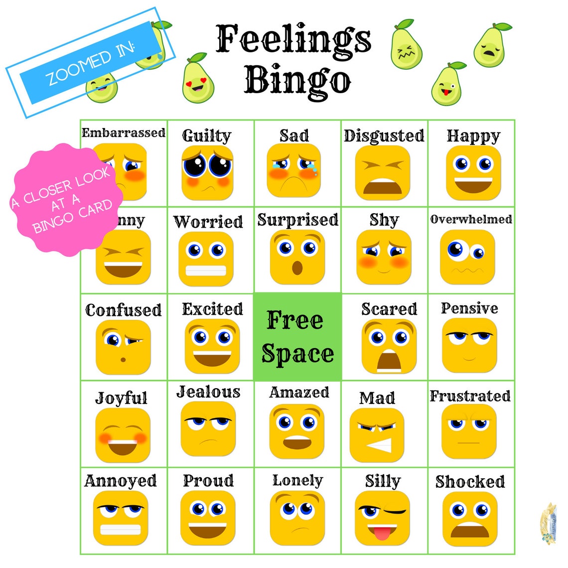 Feelings Bingo Game; Digital Download; (emotion Skills), Calming Corner ...