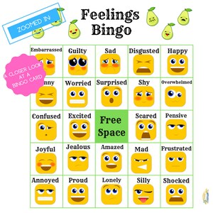 Feelings Bingo Game; Digital Download; (emotion Skills), Calming Corner ...
