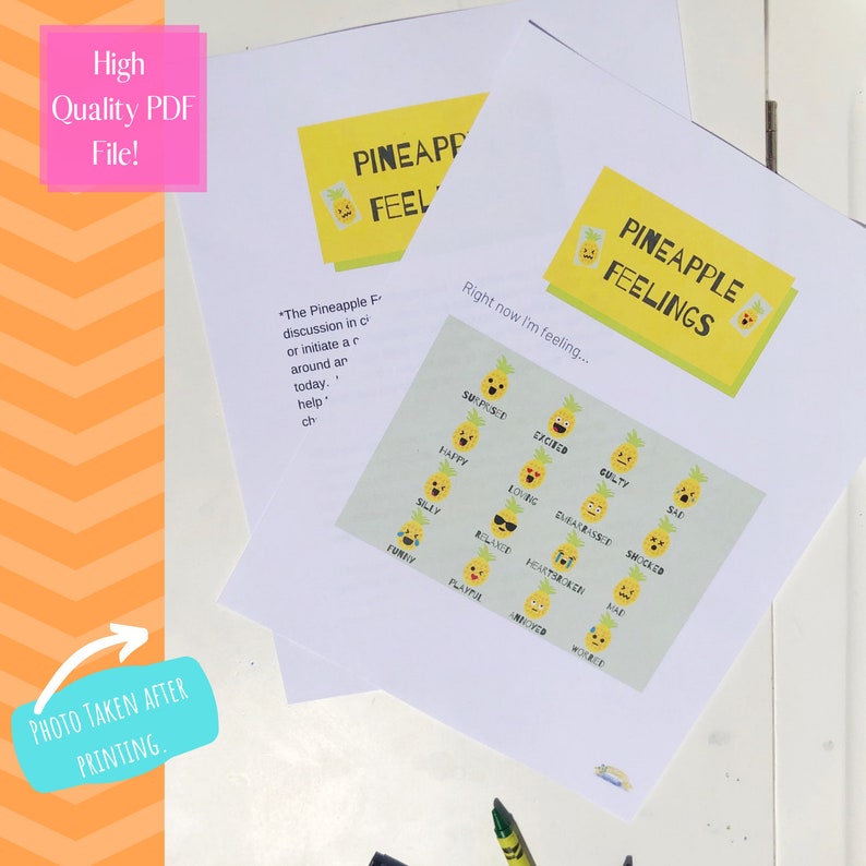 Pineapple Feelings Chart: Emotional IQ Therapy Tool (printable PDF) - Etsy