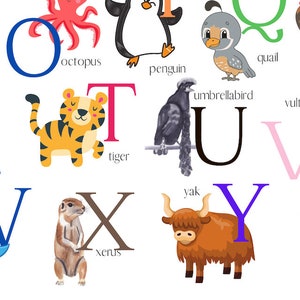 Alphabet and Animal Printable (educational or Wall Art), Nursery ...