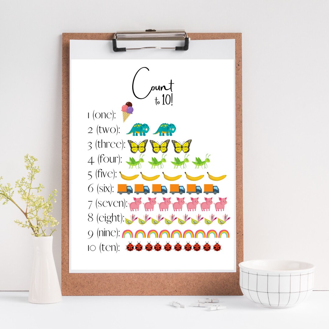 Count to 10 Printable (decor or Educational), Nursery, Learning Words ...
