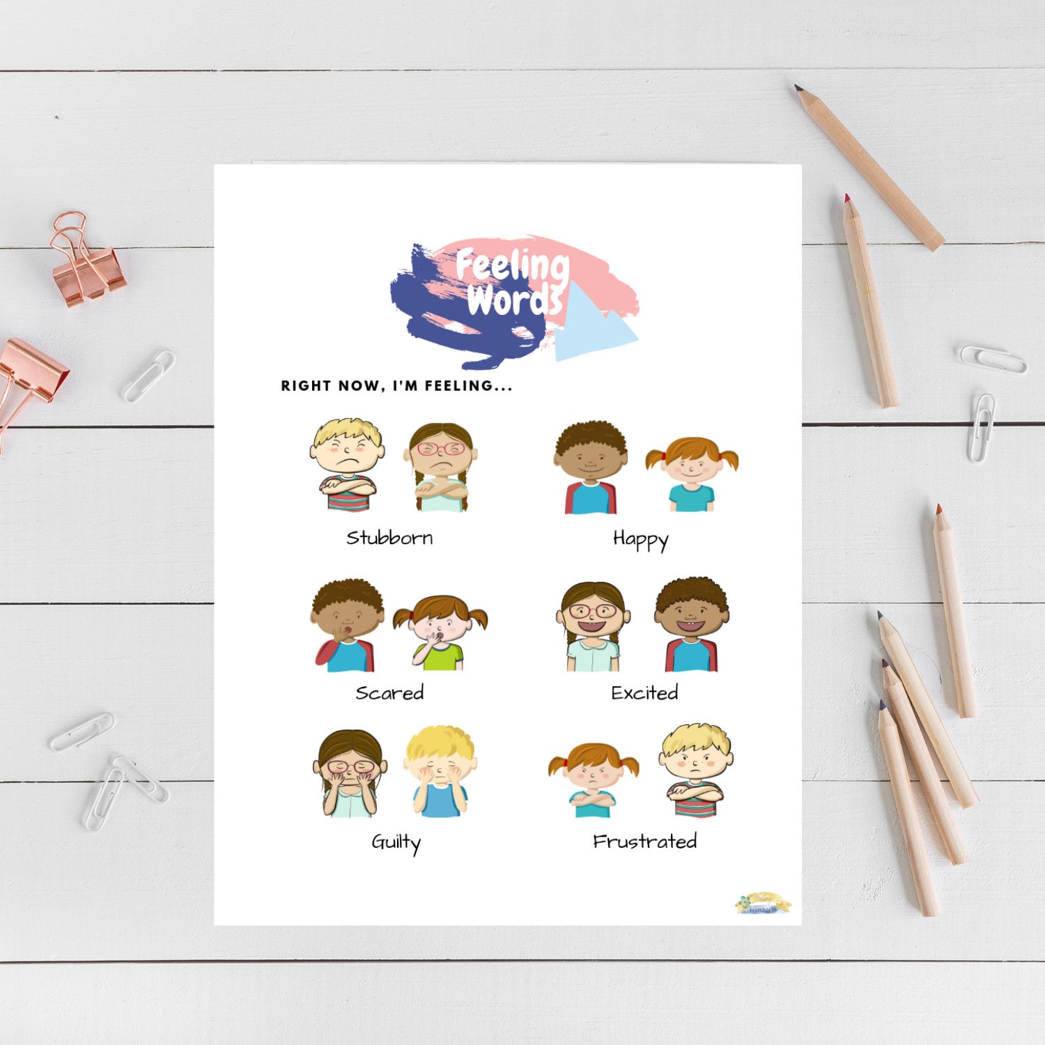 Feeling Words Handouts (kids), Printable Item (emotion Skills), Calming ...
