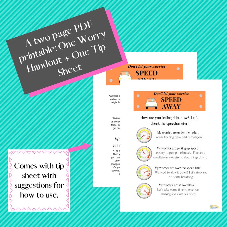 All About Worries Handout (speedometer); Digital Download; (emotion ...