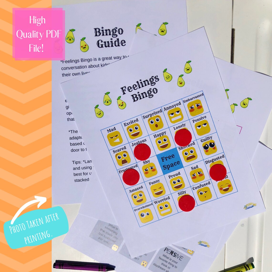 Feelings Bingo Game; Digital Download; (emotion Skills), Calming Corner ...