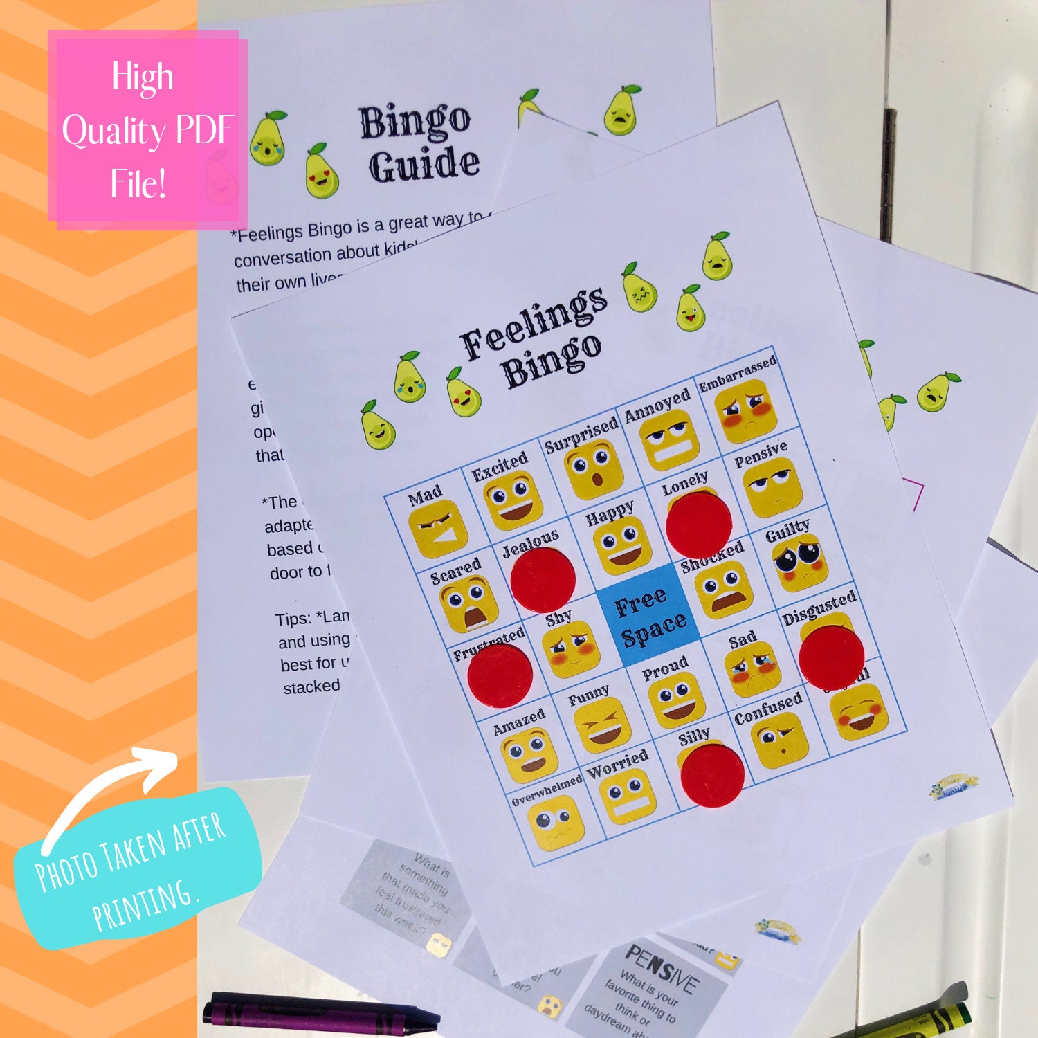 Feelings Bingo Game; Digital Download; (emotion Skills), Calming Corner ...