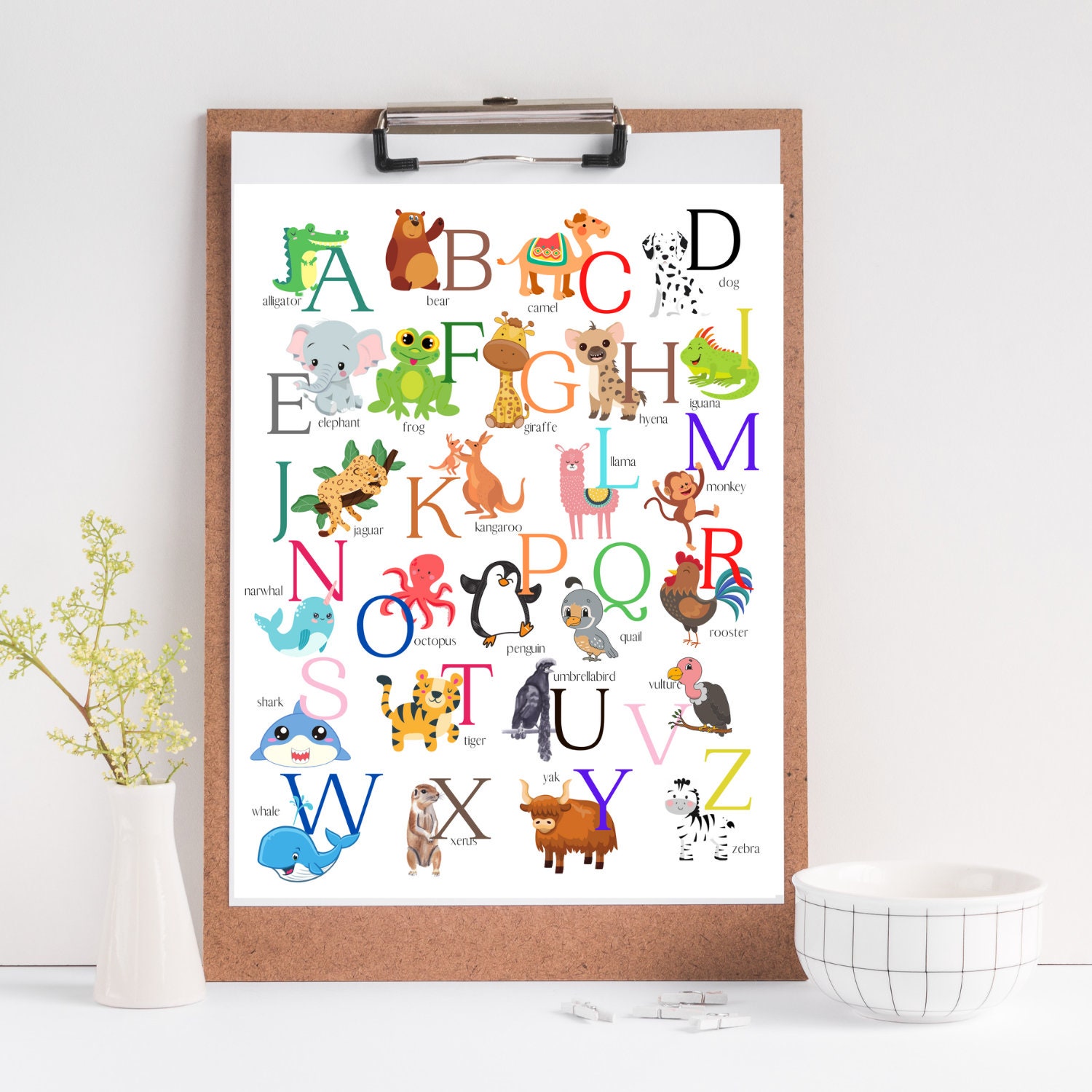 Alphabet and Animal Printable (educational or Wall Art), Nursery ...