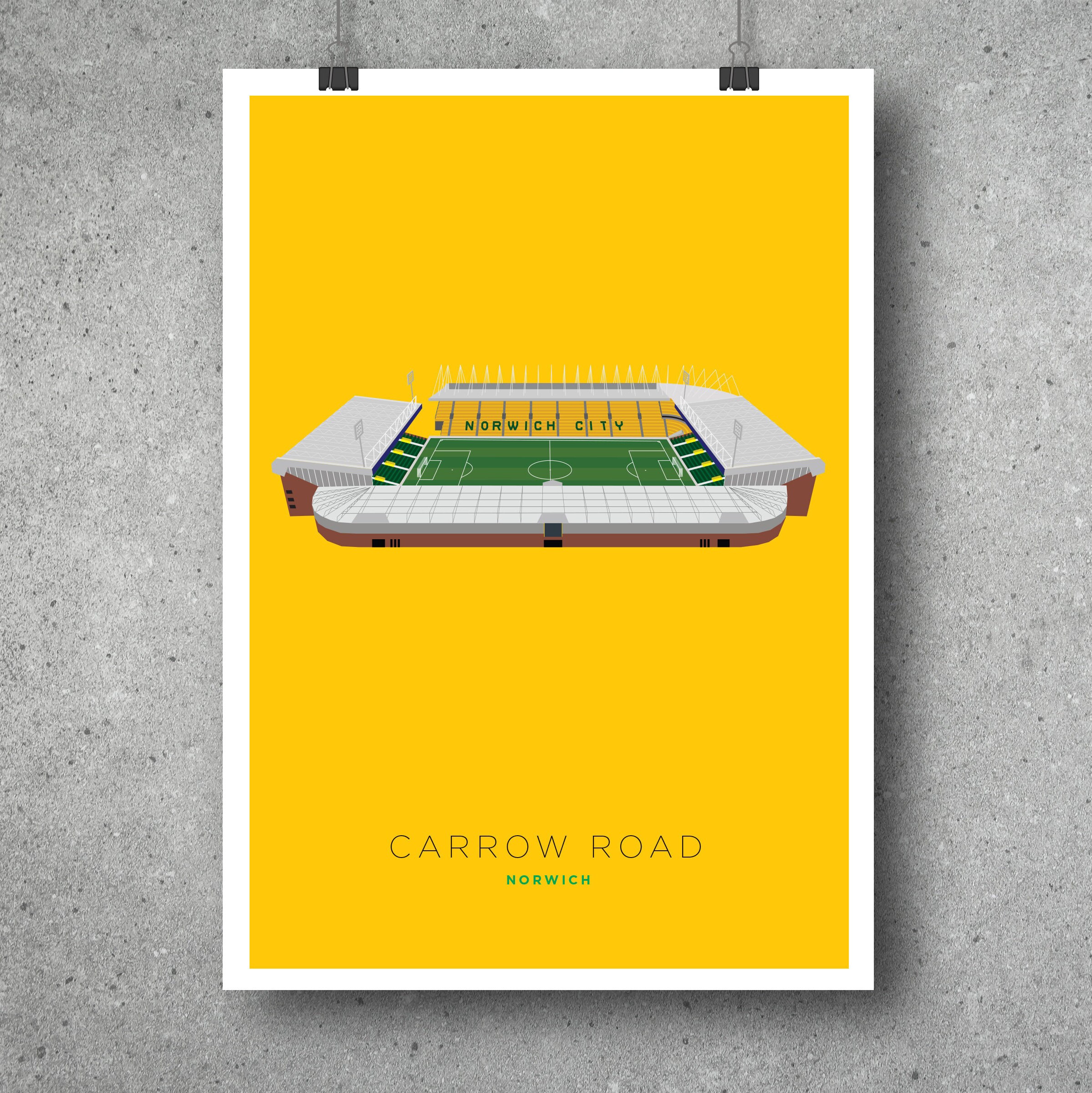 Norwich City, Carrow Road Print, Football Poster, Football Print ...