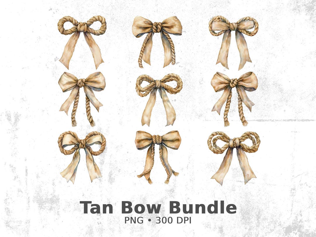 Country Chic Rope Bow Clip Art Bundle Rustic Western Bow PNG Watercolor ...