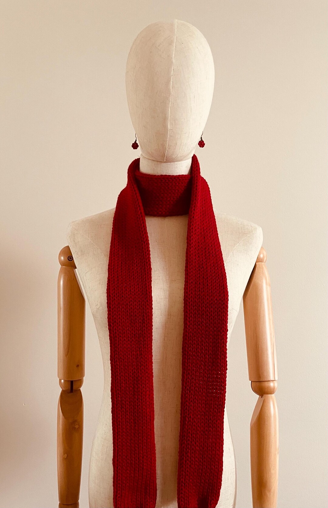 Skinny Red Scarf - Etsy