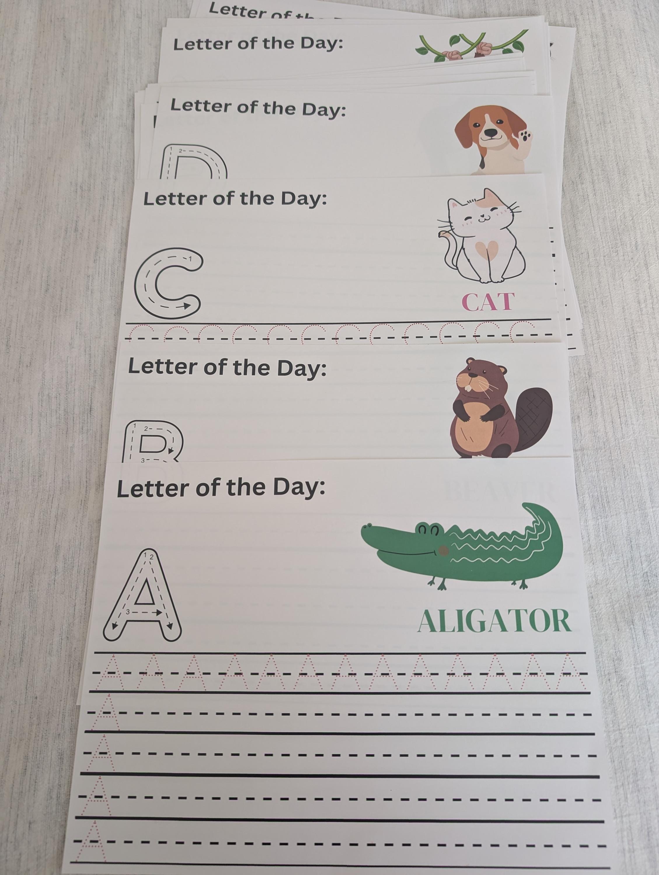 Letter of the Day Letter Tracing for Toddlers and Preschoolers - Etsy