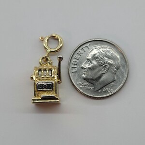 Vintage Estate 14k Yellow Gold Slot Machine Charm for Charm Bracelet or ...