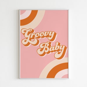 Groovy Baby Art Print Colourful Vintage Retro Boho Print Unframed A6/A5 ...