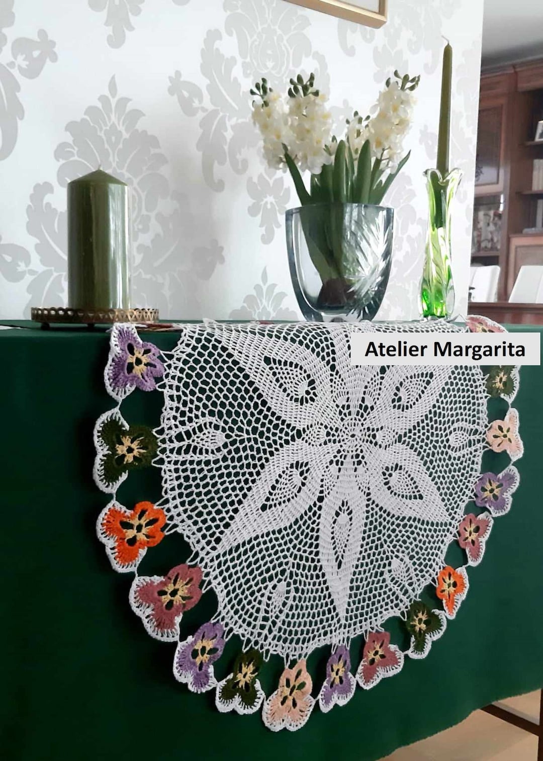 Doily Crochet breeze Green Handmade Centerpiece Kitchen Dining Home ...
