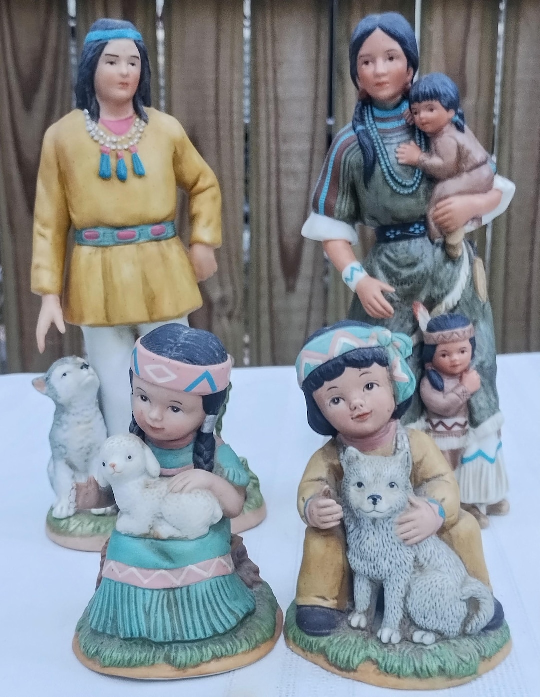 Lot of 4-native American Figurines. Family .HOMCO, HJG. Indigenous ...