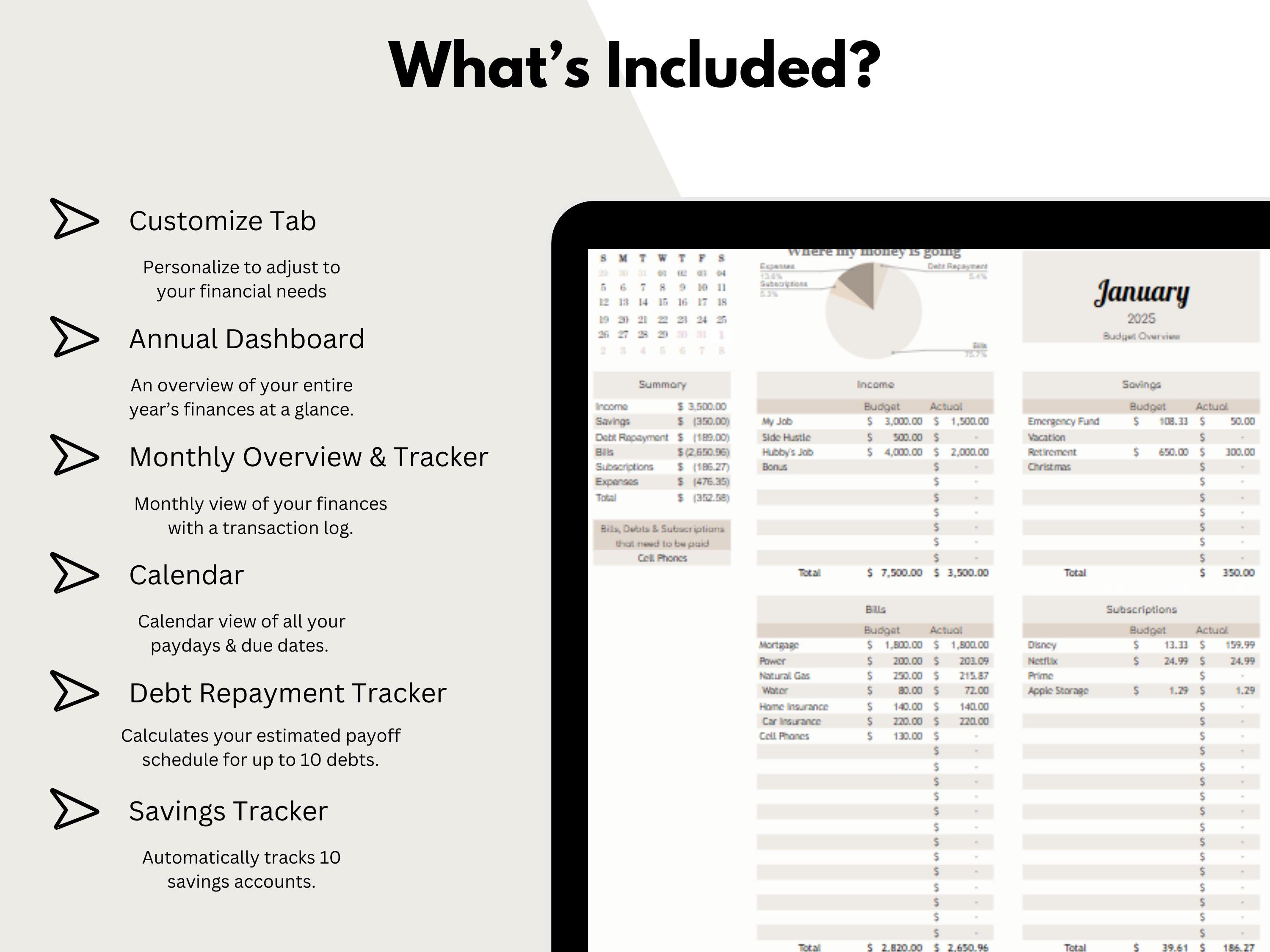 Ultimate Family Neutral Budget Spreadsheet, Annual Financial Planner ...