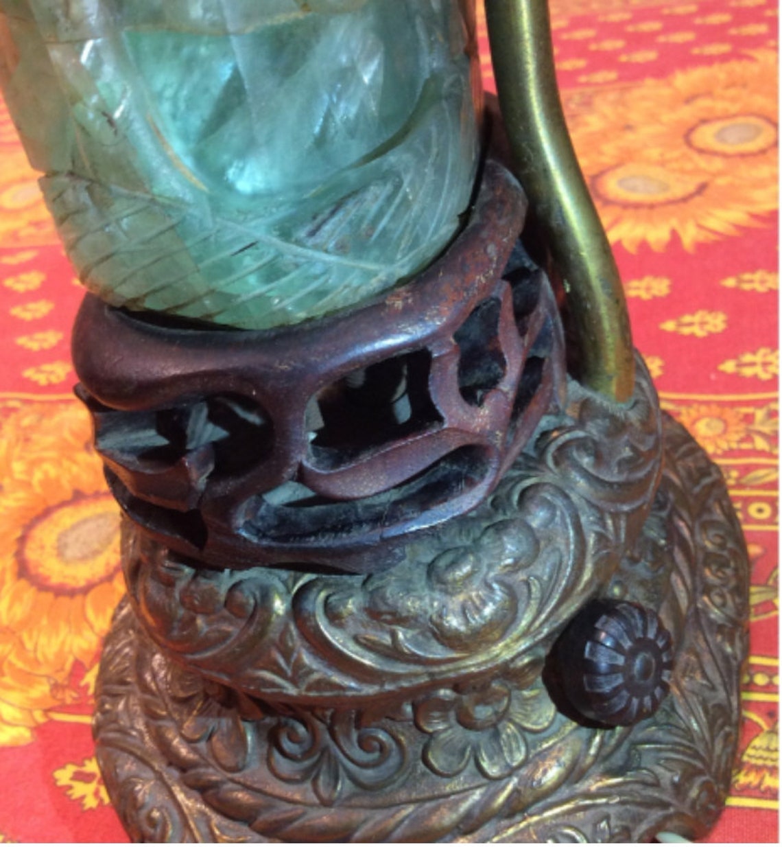 Antique Chinese Jade Quartz jadeite Carved Table Lamp on - Etsy