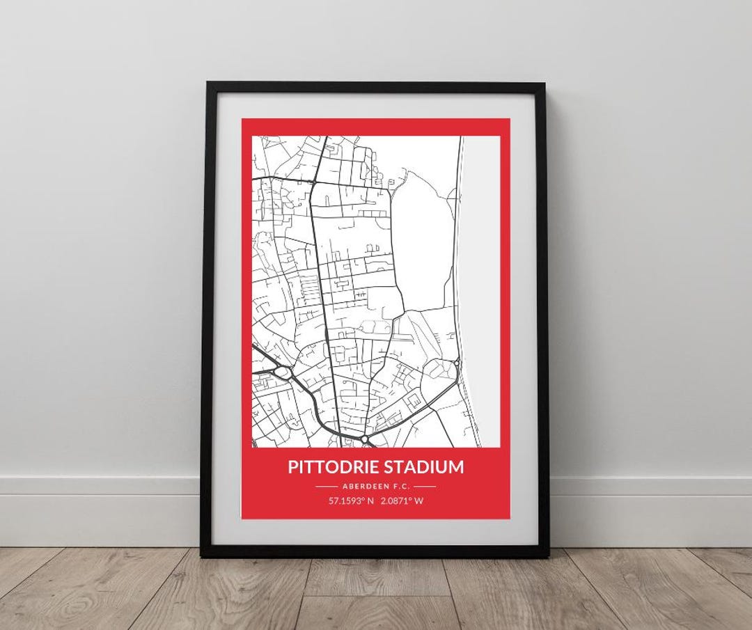 Aberdeen F.C. Print Pittodrie Stadium Print Football Map Football ...