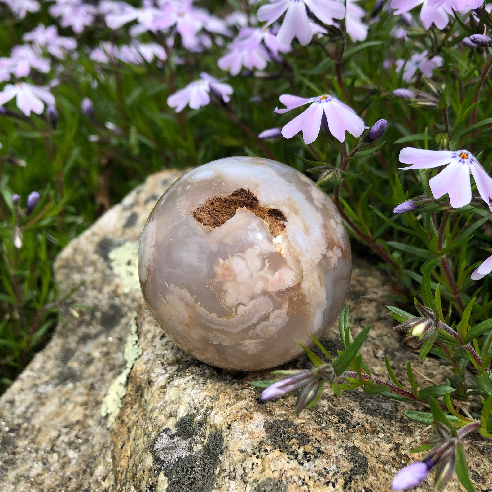 Flower Agate/cherry Blossom Agate Crystal Sphere - Etsy