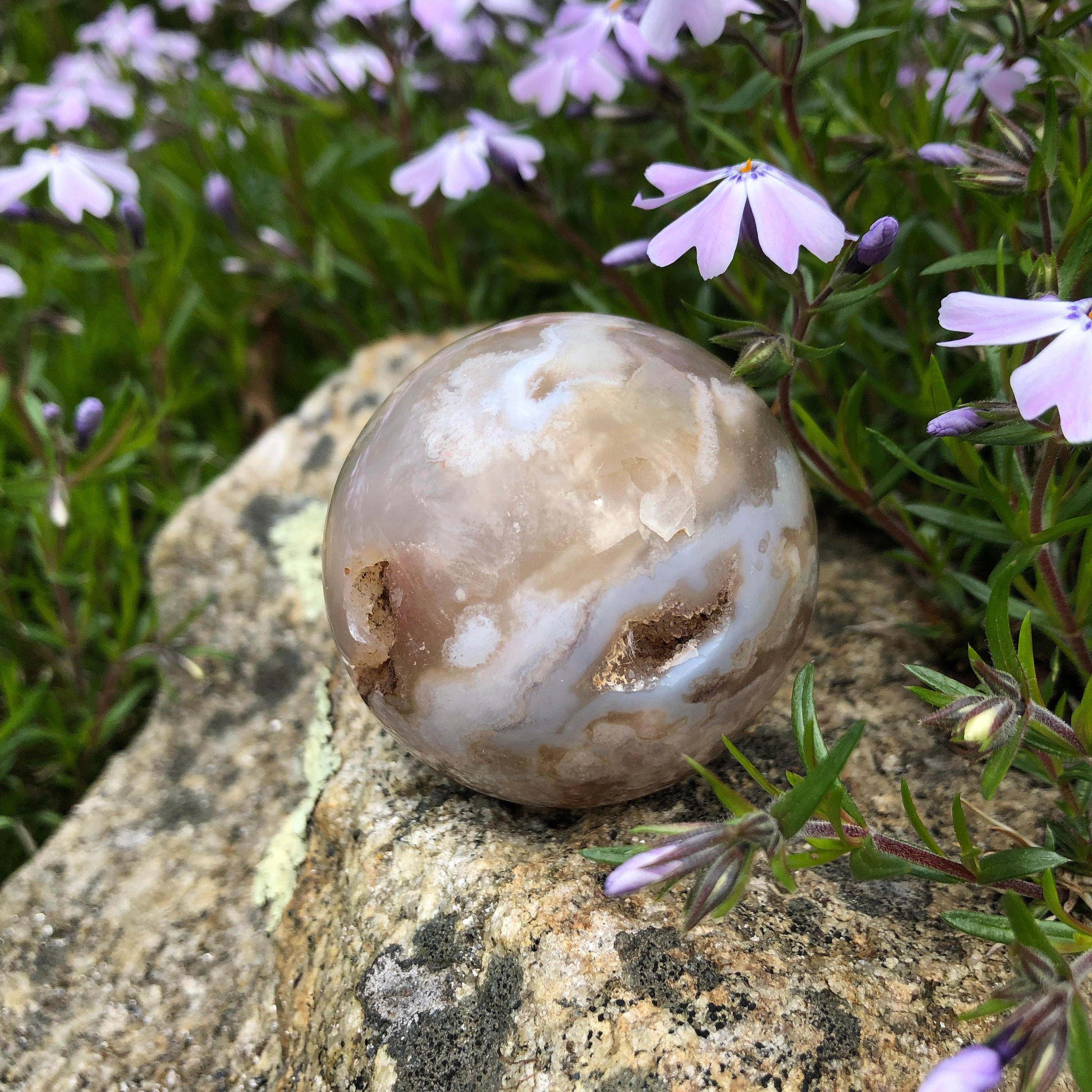 Flower Agate/Cherry Blossom Agate Crystal Sphere | Etsy