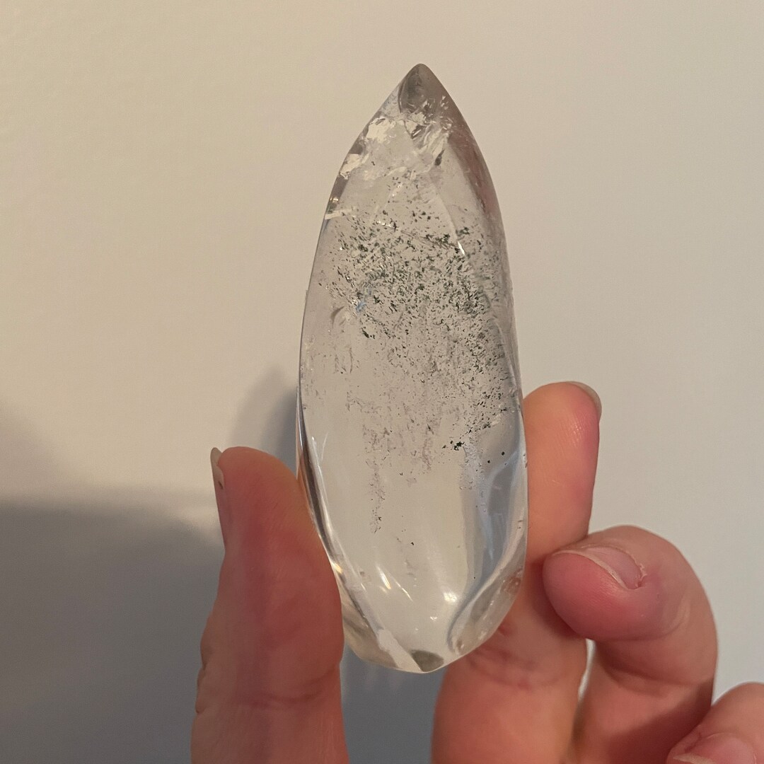 Water Clear Quartz Crystal Flame/torch With Green Chlorite Inclusions ...